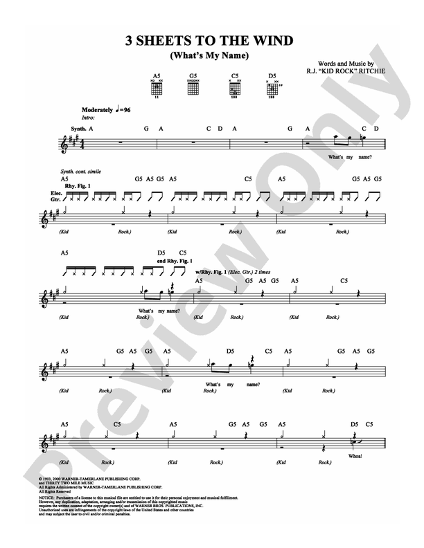 3 Sheets to the Wind (What's My Name) - Guitar TAB (Digital Download)