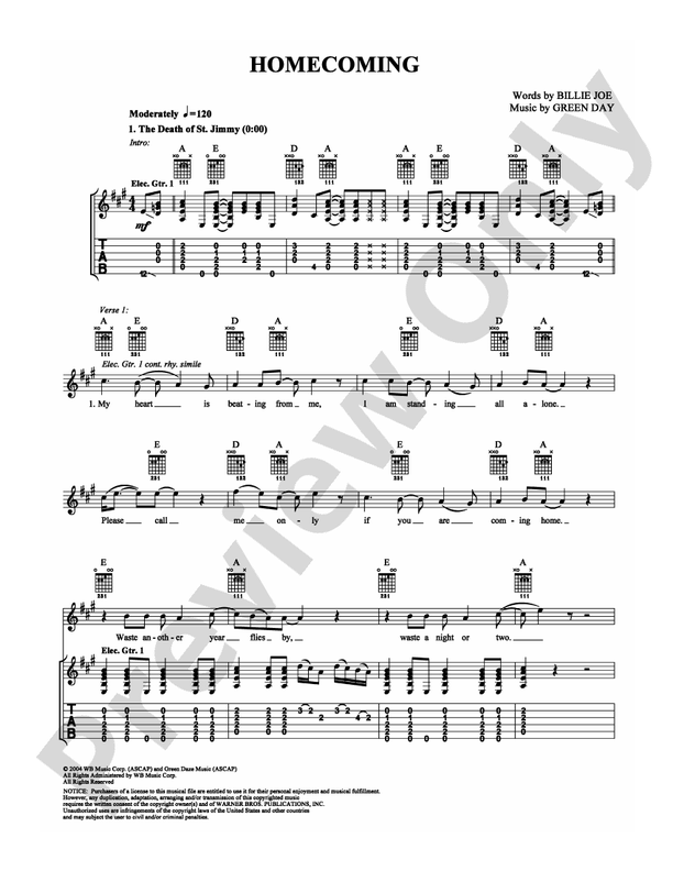 Homecoming - Guitar TAB (Digital Download)
