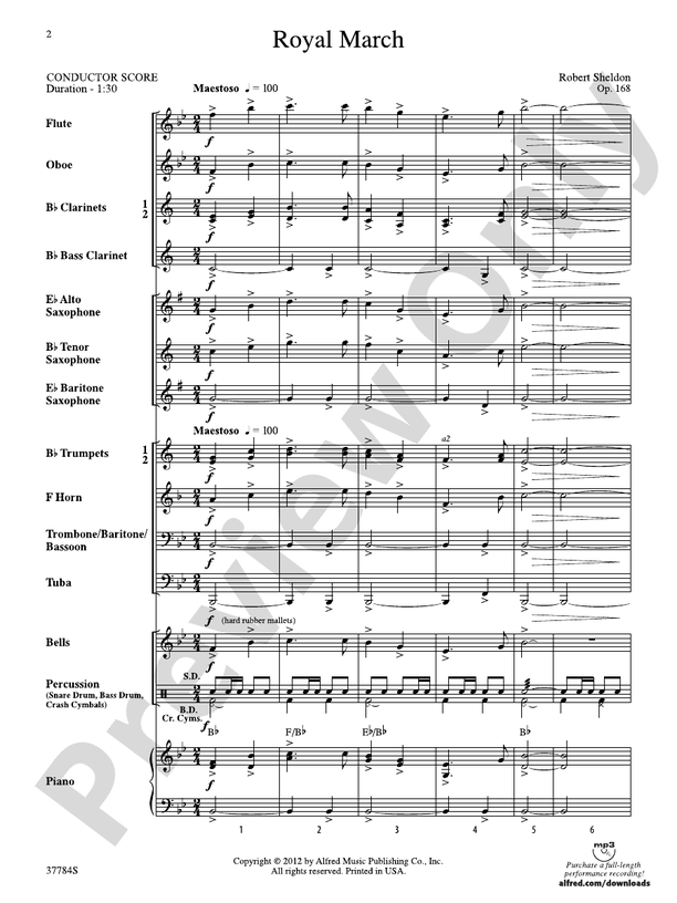 Royal March (Robert Sheldon) - Concert Band Conductor Score & Parts (D