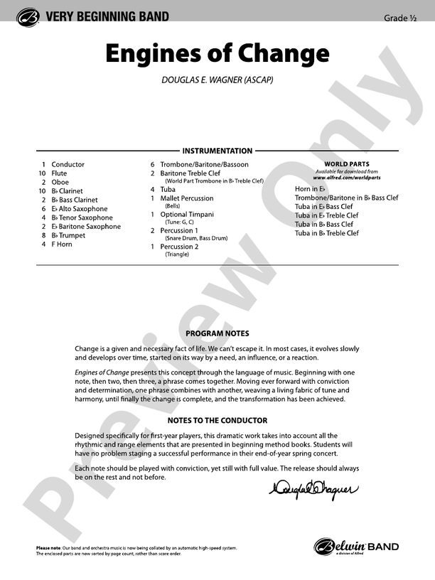 Engines of Change - Concert Band Conductor Score & Parts (Digital Down