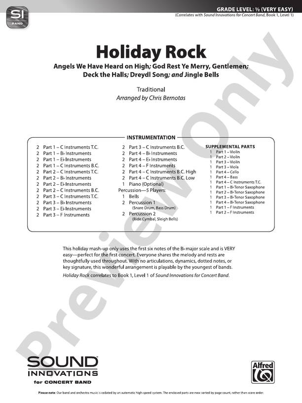Holiday Rock (Flexible Arrangement) - Concert Band Conductor Score & P