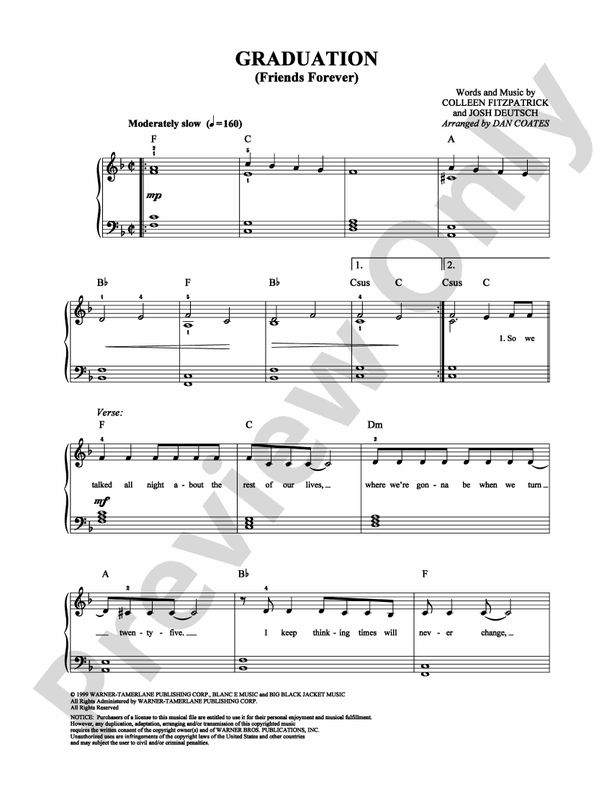 Graduation (Friends Forever) - Arr. Dan Coates - Easy Piano (Digital D