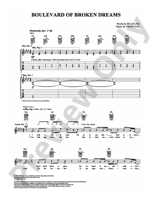 Boulevard of Broken Dreams - Guitar TAB (Digital Download)