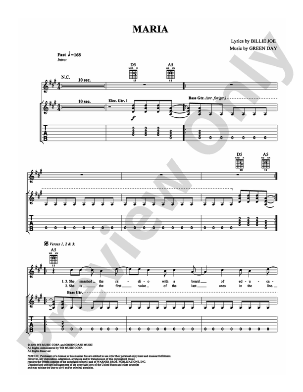 Maria - Guitar TAB (Digital Download)