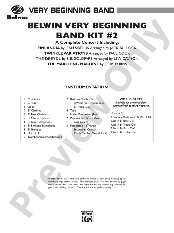 Belwin Very Beginning Band Kit #2 - Concert Band Conductor Score & Par