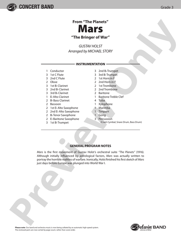 Mars ("The Bringer of War," from The Planets) - Concert Band Conductor