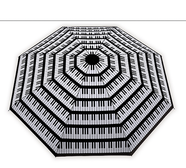 Folding Umbrella Black with White Keyboard