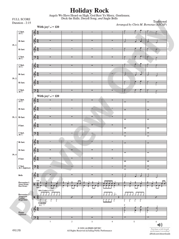 Holiday Rock (Flexible Arrangement) - Concert Band Conductor Score & P