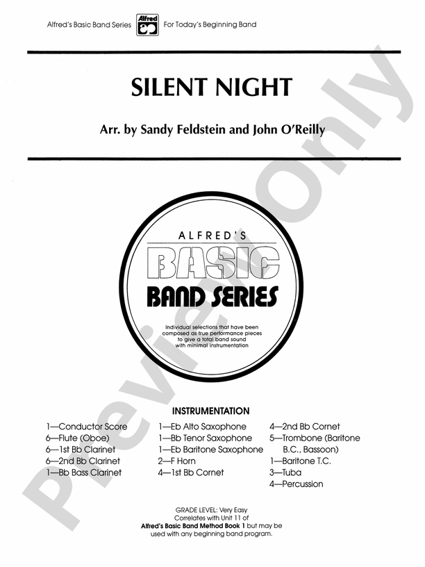 Silent Night - Concert Band Conductor Score & Parts (Digital Download)