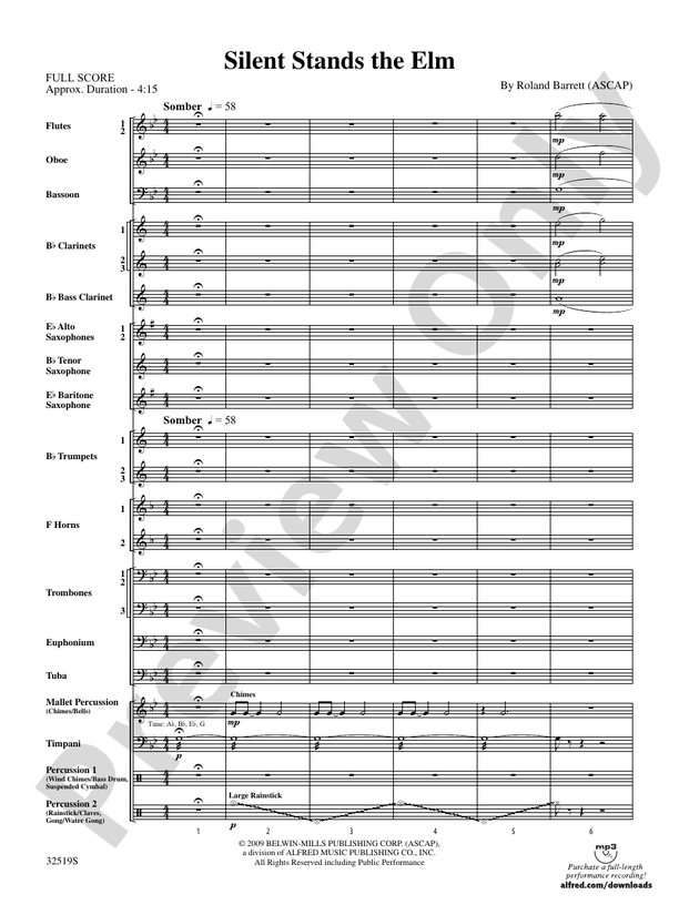 Silent Stands the Elm - Concert Band Conductor Score & Parts (Digital