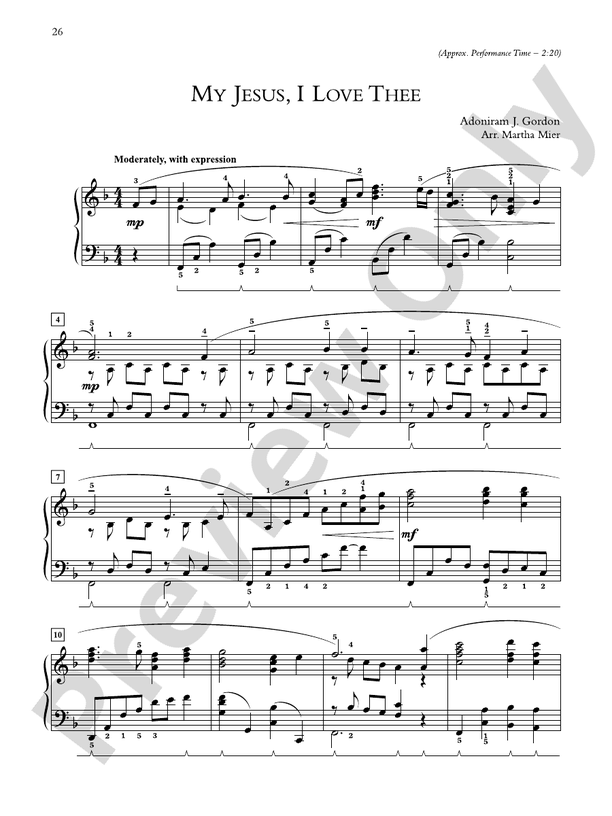 My Jesus, I Love Thee (Arr. Martha Mier) - Piano Solo (Digital Downloa