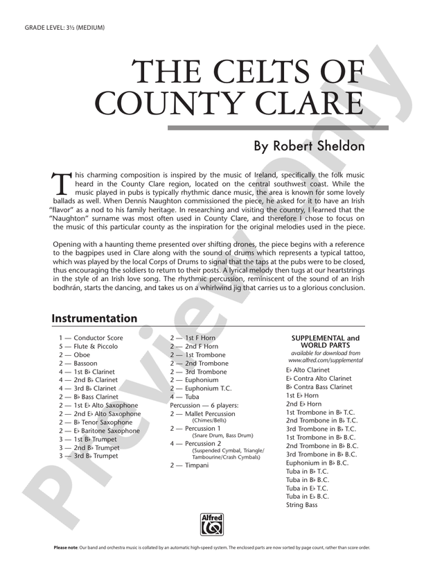 The Celts of County Clare - Concert Band Conductor Score & Parts (Digi