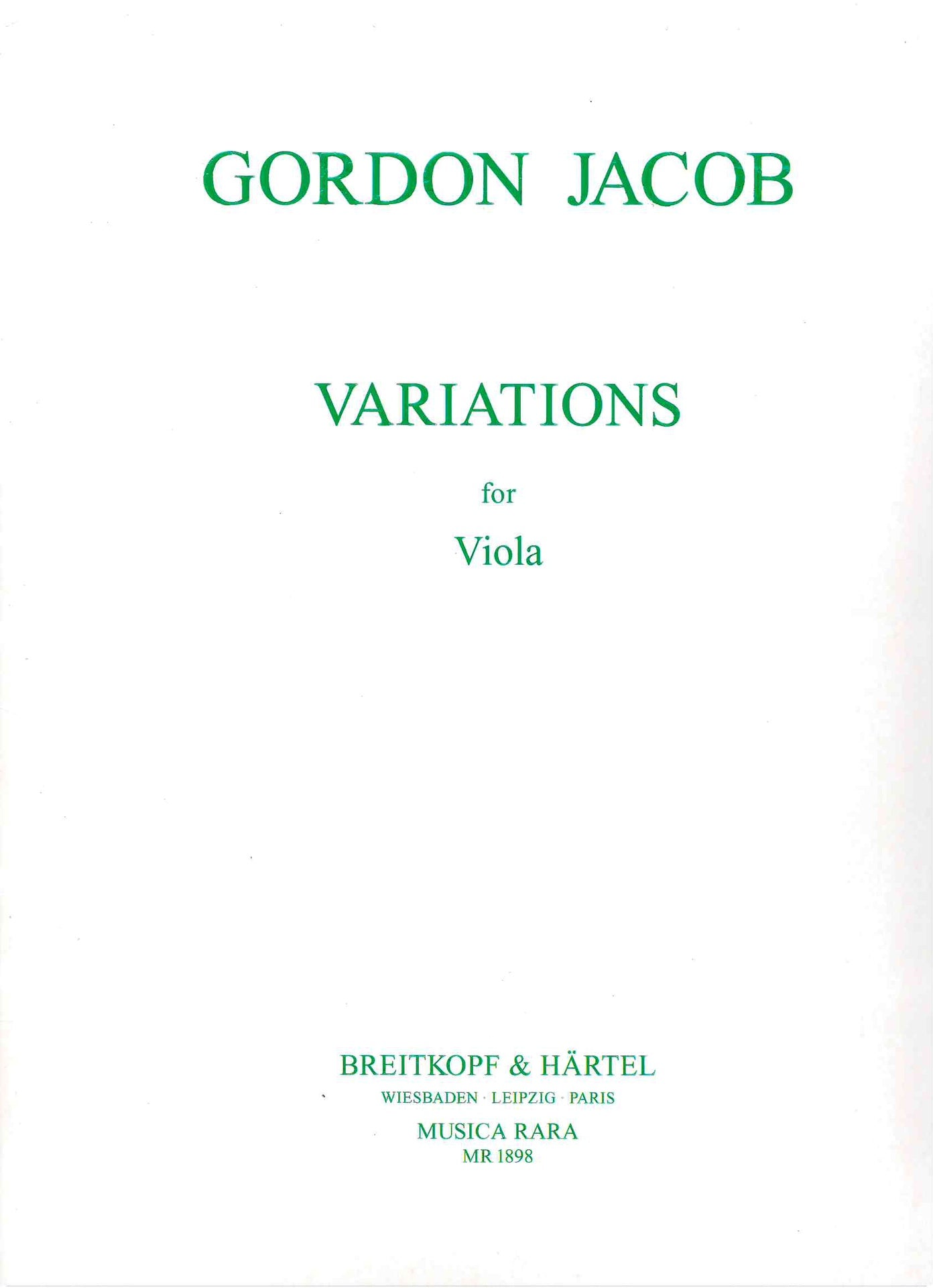 Jacob - Variations - Viola Solo Musica Rara MR1898