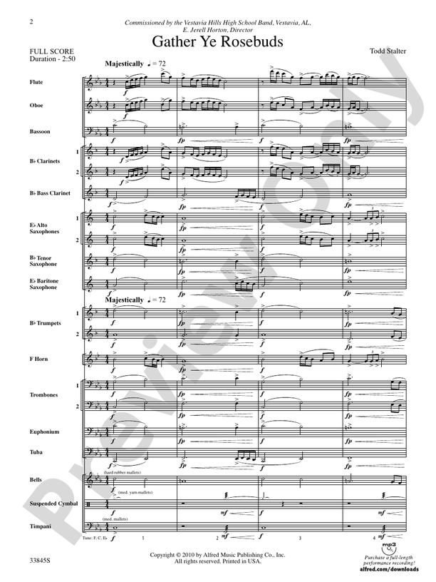 Gather Ye Rosebuds - Concert Band Conductor Score & Parts (Digital Dow