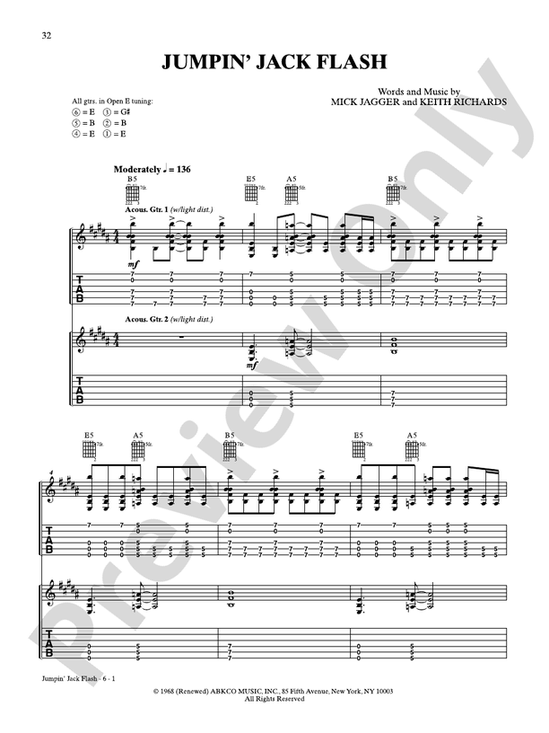 Jumpin' Jack Flash - Guitar TAB (Digital Download)