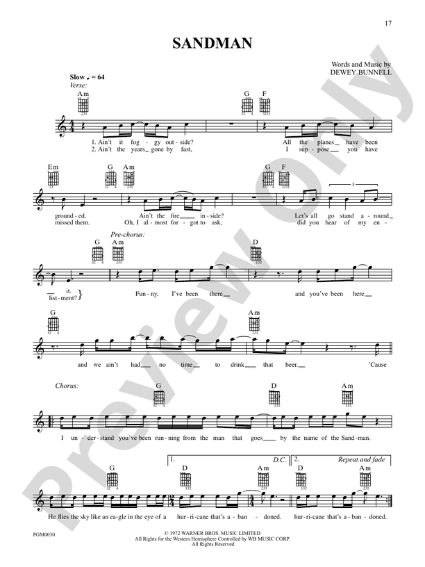 Sandman - Interm./Easy Guitar TAB (Digital Download)