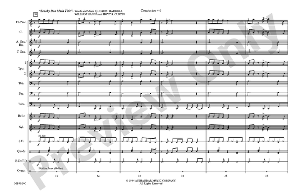 Cartoon Show, Part 2 – Marching Band Conductor Score & Parts (Digital