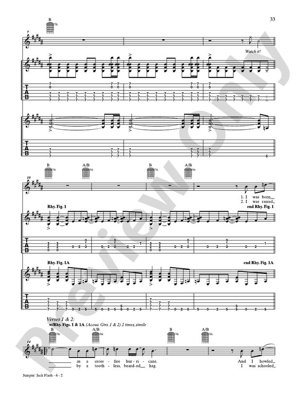 Jumpin' Jack Flash - Guitar TAB (Digital Download)