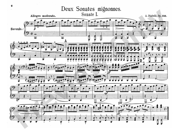 Diabelli - 2 Sonates Mignonnes and Rondeau Militaire - 1 Piano, 4 Hand
