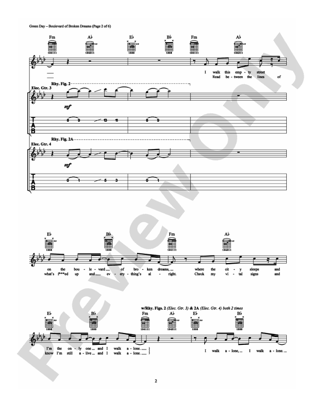 Boulevard of Broken Dreams - Guitar TAB (Digital Download)