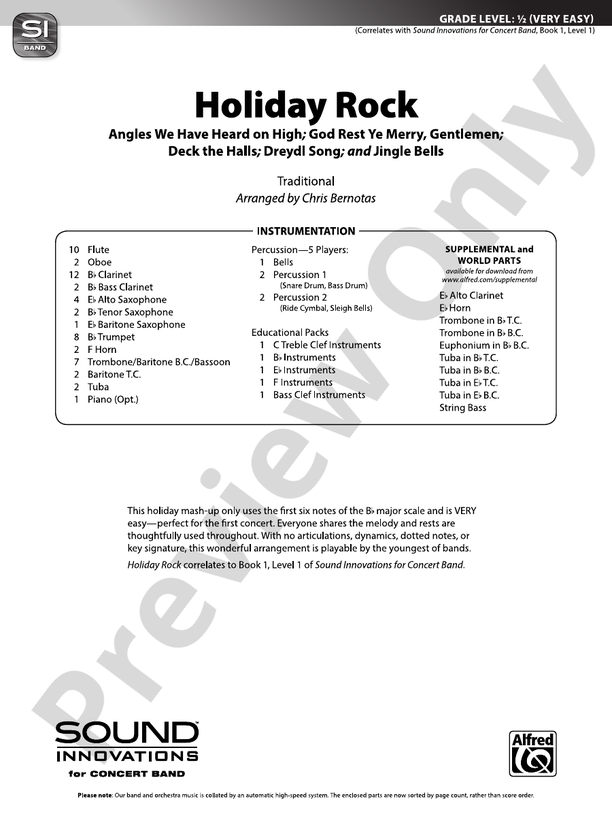 Holiday Rock - Concert Band Conductor Score & Parts (Digital Download)