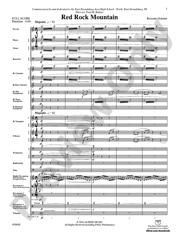 Red Rock Mountain - Concert Band Conductor Score & Parts (Digital Down