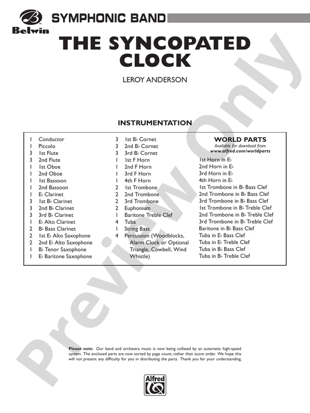 The Syncopated Clock (Grade 4) - Concert Band Conductor Score & Parts