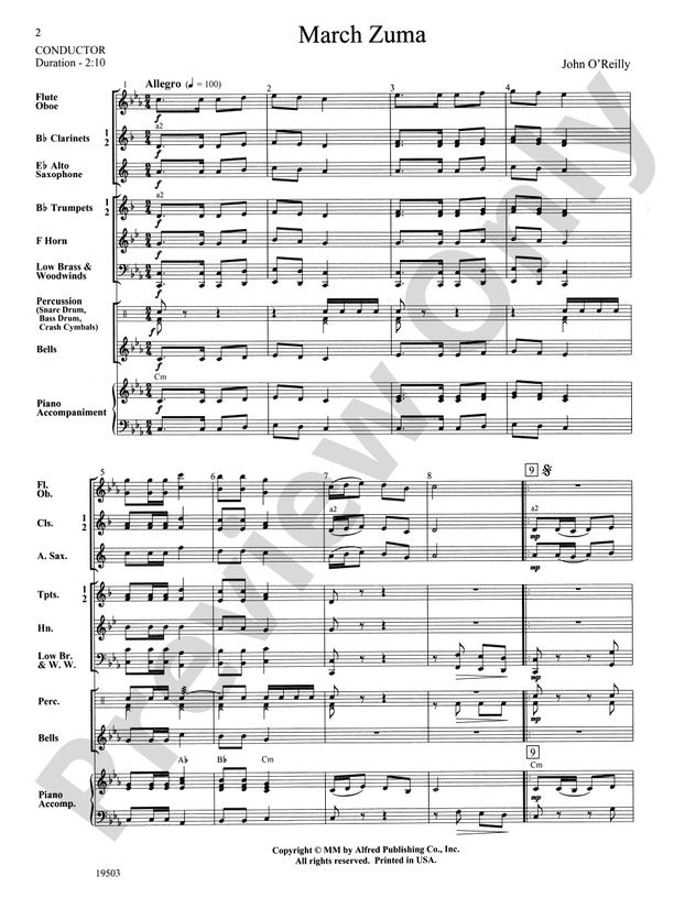 March Zuma - Concert Band Conductor Score & Parts (Digital Download)