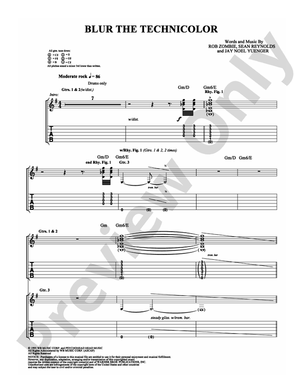 Blur the Technicolor - Guitar TAB (Digital Download)