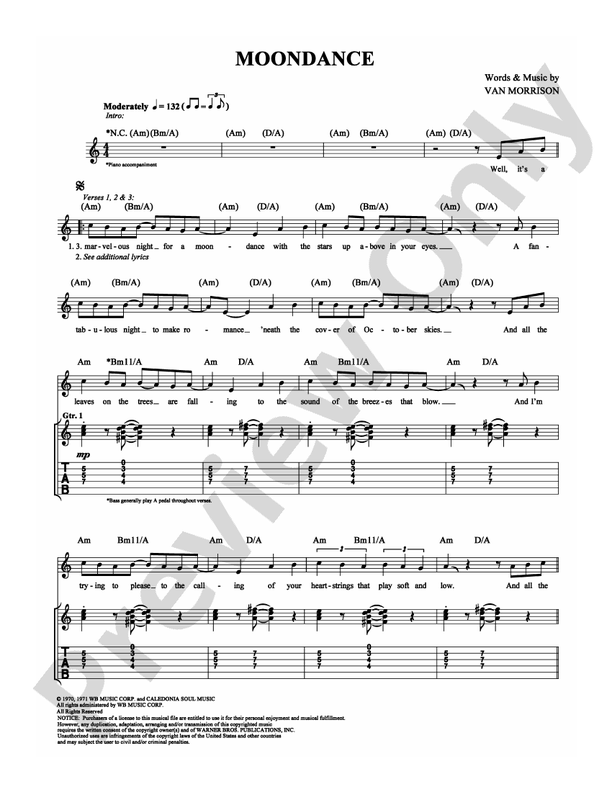 Moondance - Guitar TAB (Digital Download)