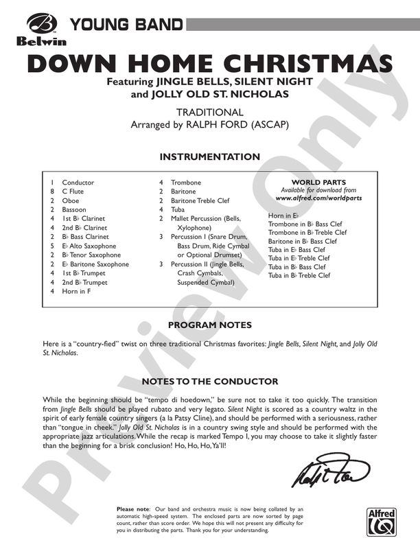 Down Home Christmas - Concert Band Conductor Score & Parts (Digital Do