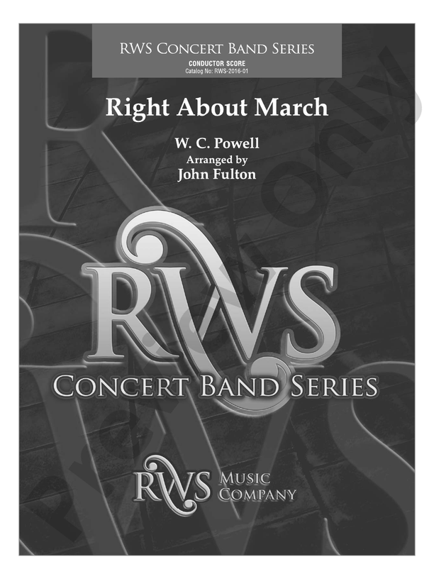 Right About March - Concert Band Conductor Score & Parts (Digital Down