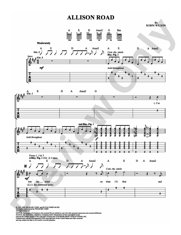 Allison Road - Easy Guitar (Digital Download)