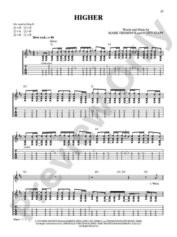 Higher - Guitar TAB (Digital Download)