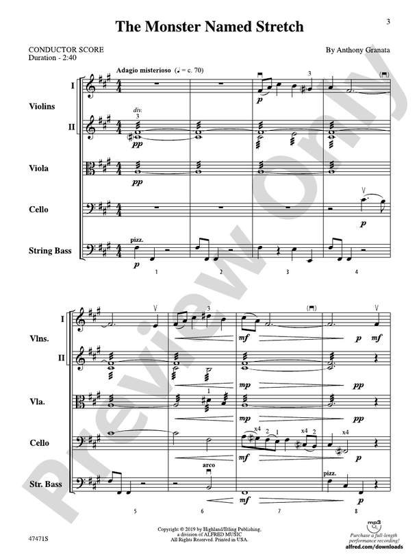 The Monster Named Stretch - String Orchestra Conductor Score & Parts