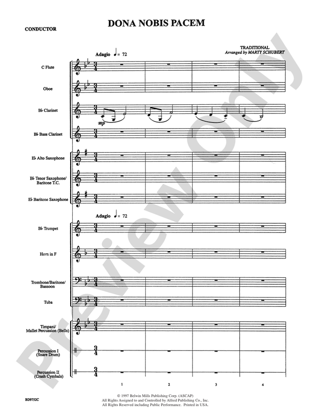 Dona Nobis Pacem Concert Band Conductor Score Parts Digital Downl