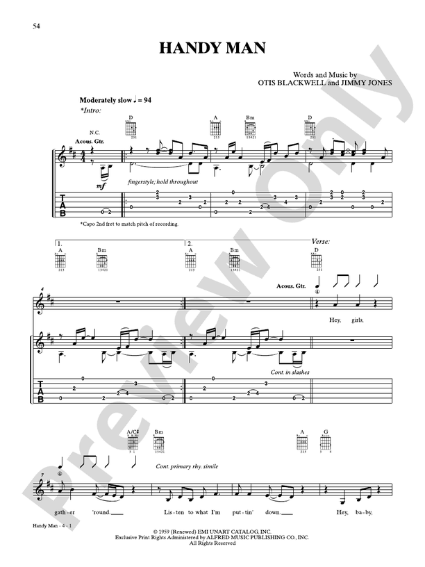 Handy Man - Guitar TAB (Digital Download)