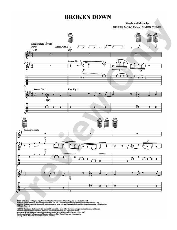 Broken Down - Guitar TAB (Digital Download)